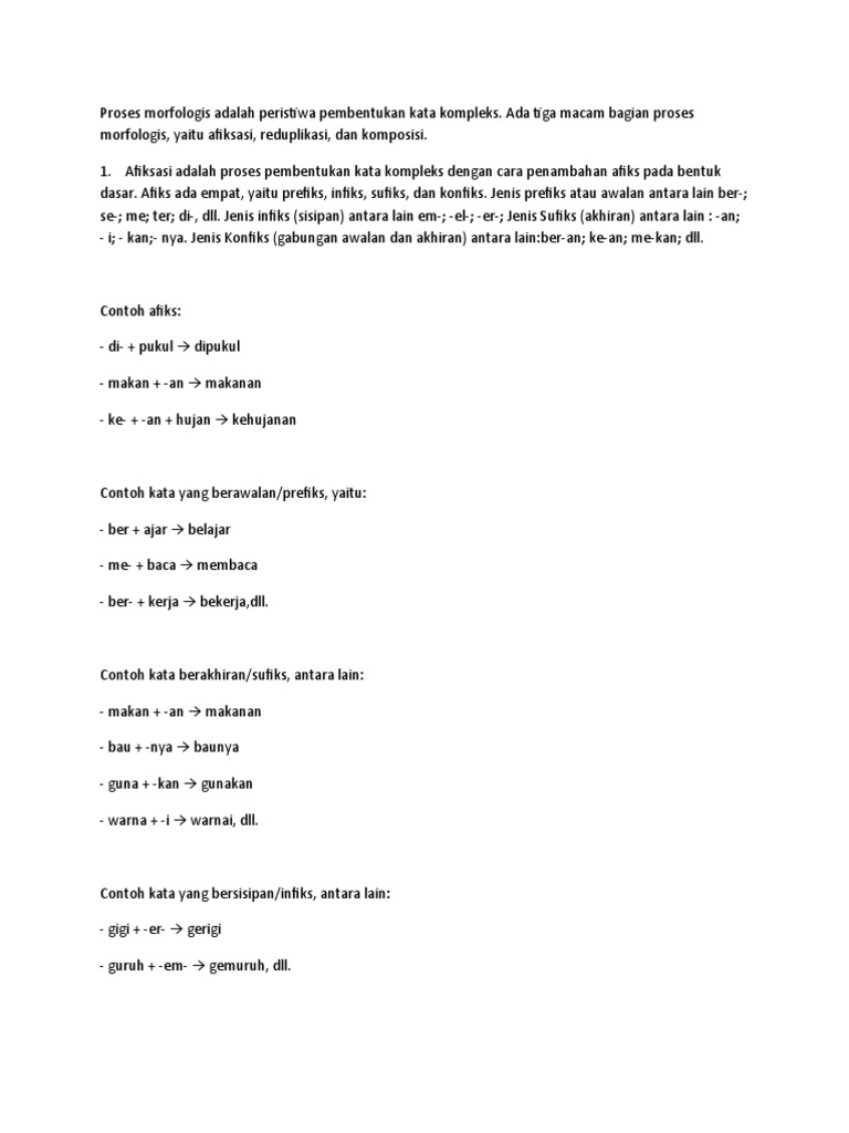 Proses Morfologis Adalah Peristiwa Pembentukan Kata Kompleks | PDF