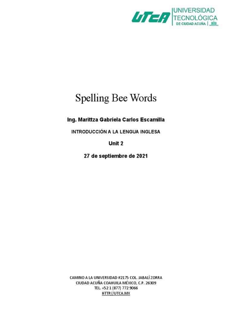 Essential Spelling Bee Words List | PDF