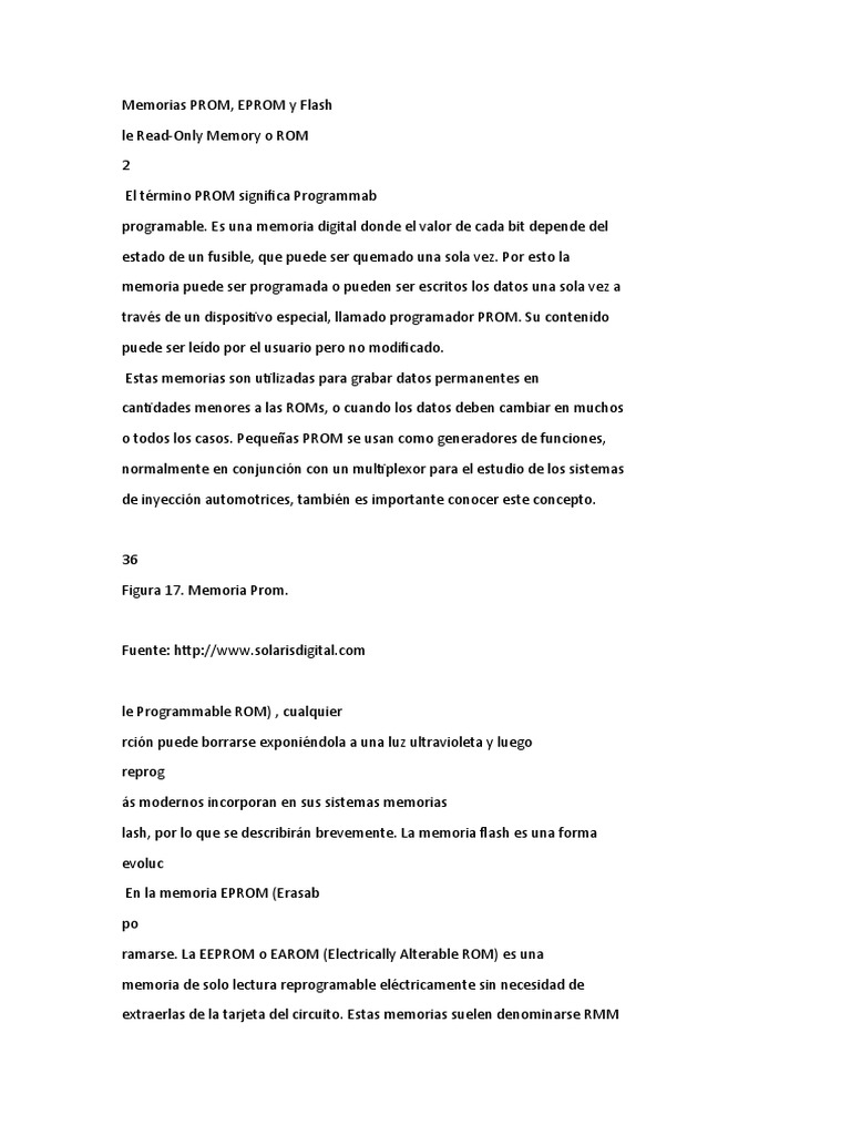 Memorias PROM, EPROM y Flash | PDF | Memoria de sólo lectura ...