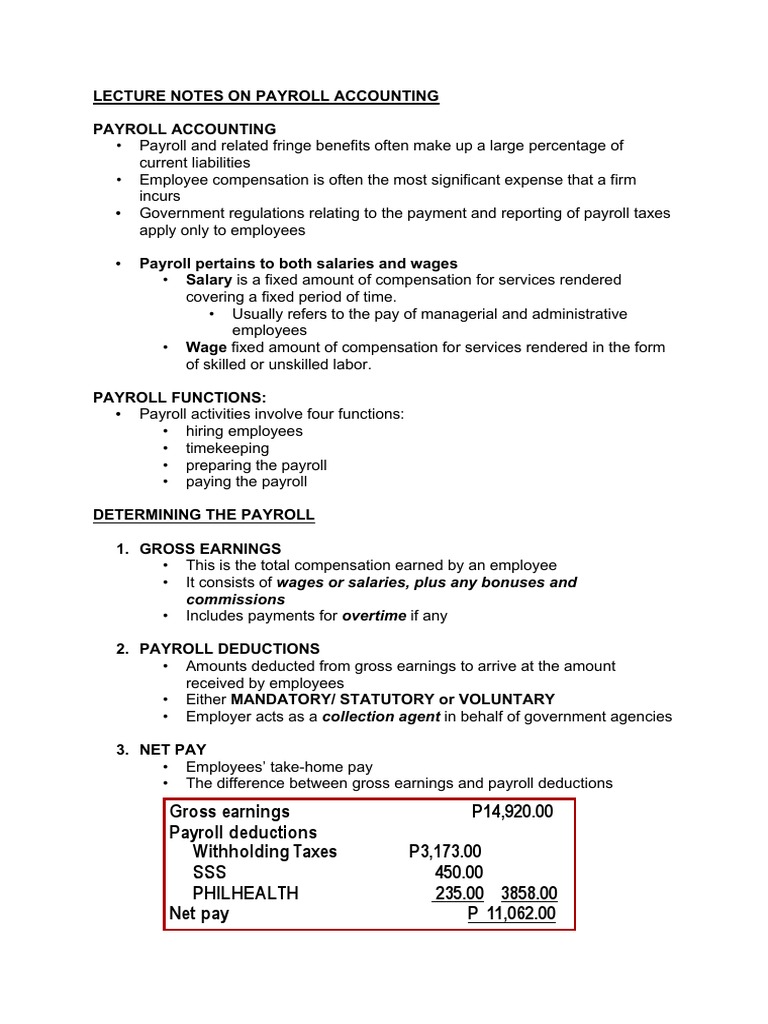 Lecture Notes On Payroll Accounting Payroll Accounting | PDF | Payroll ...