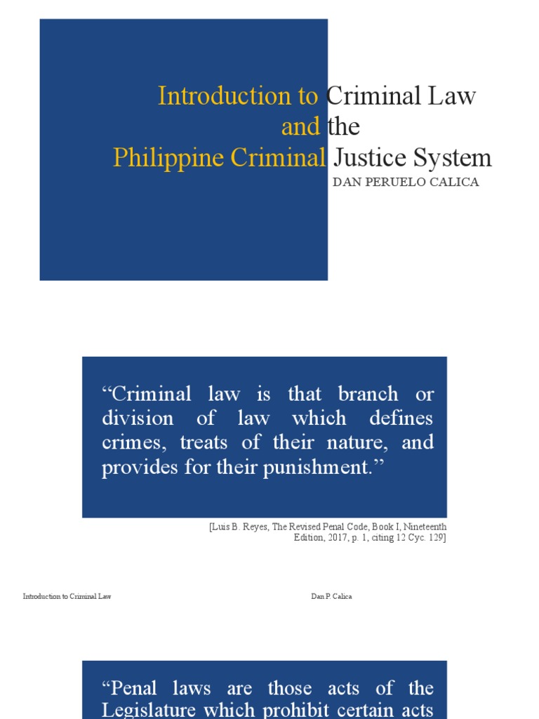 Introduction To Criminal Law - Criminal Law 1 | PDF | Crime & Violence ...