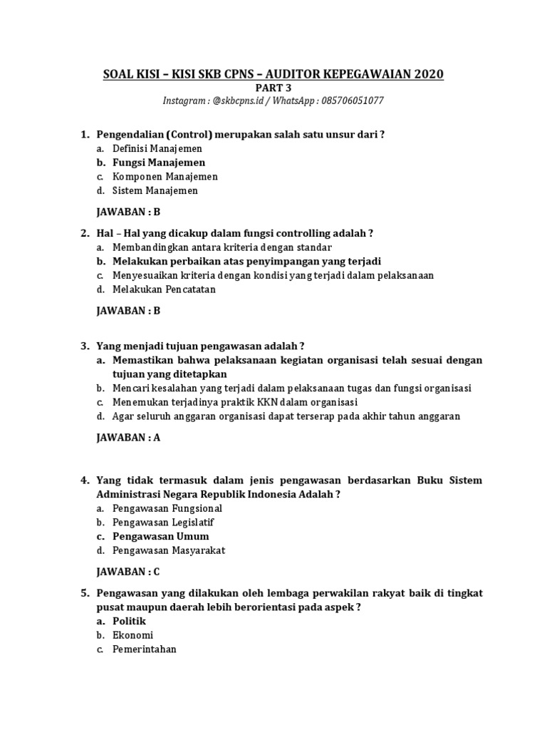 SKB CPNS - Auditor Kepegawaian - 16 April 2020 | PDF | Pengelolaan Keuangan & Uang