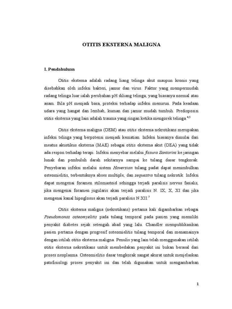 Patofisiologi Otitis Eksterna Maligna | PDF