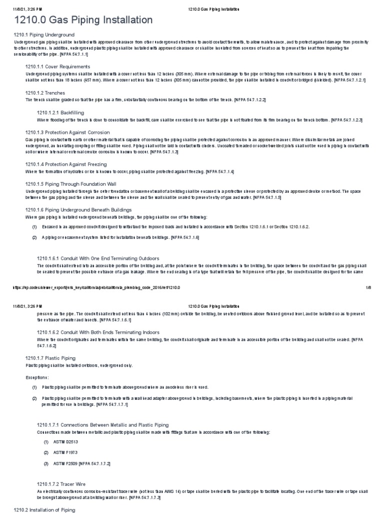 1210.0 Gas Piping Installation | PDF | Pipe (Fluid Conveyance ...