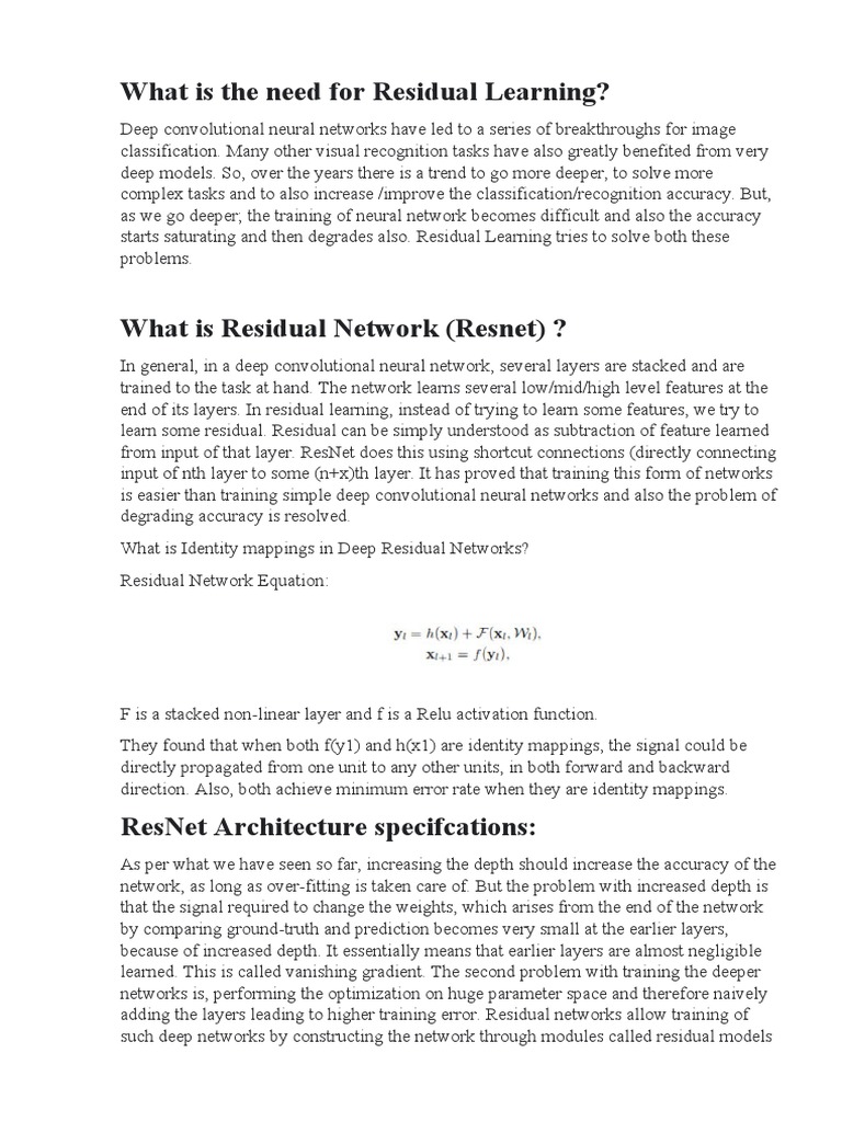 What Is The Need For Residual Learning? | PDF | Artificial Neural ...