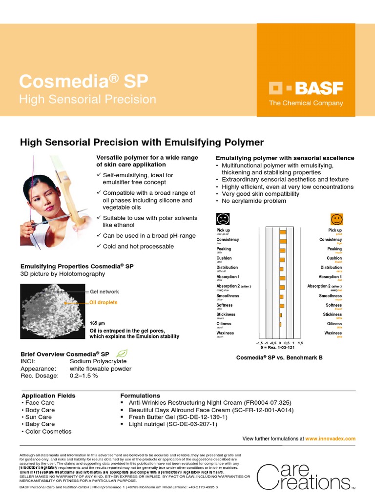Cosmedia SP: High Sensorial Precision | PDF | Emulsion | Chemistry