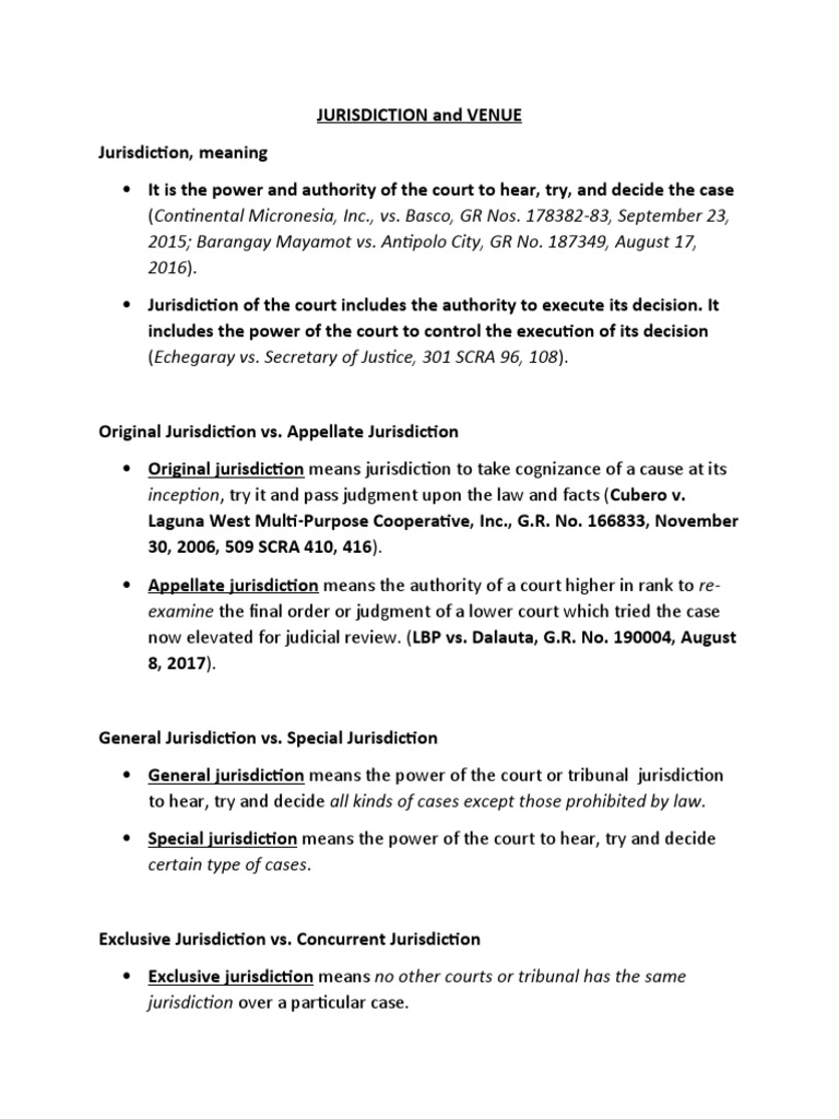 Understanding Jurisdiction Types | PDF | Law