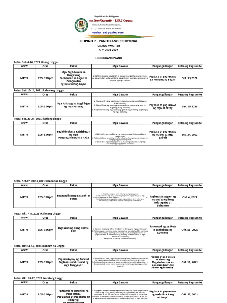 AKPS Weekly Plan2 | PDF