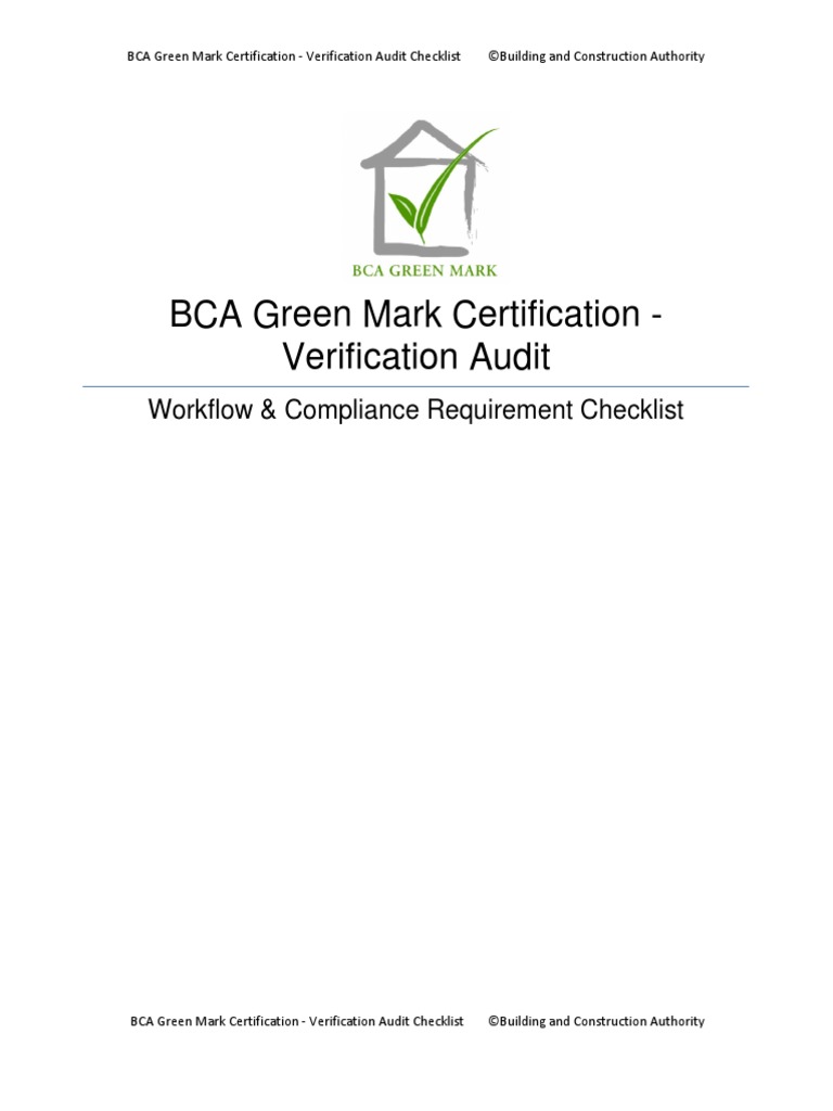 BCA Green Mark Certification - Verification Audit: Workflow ...