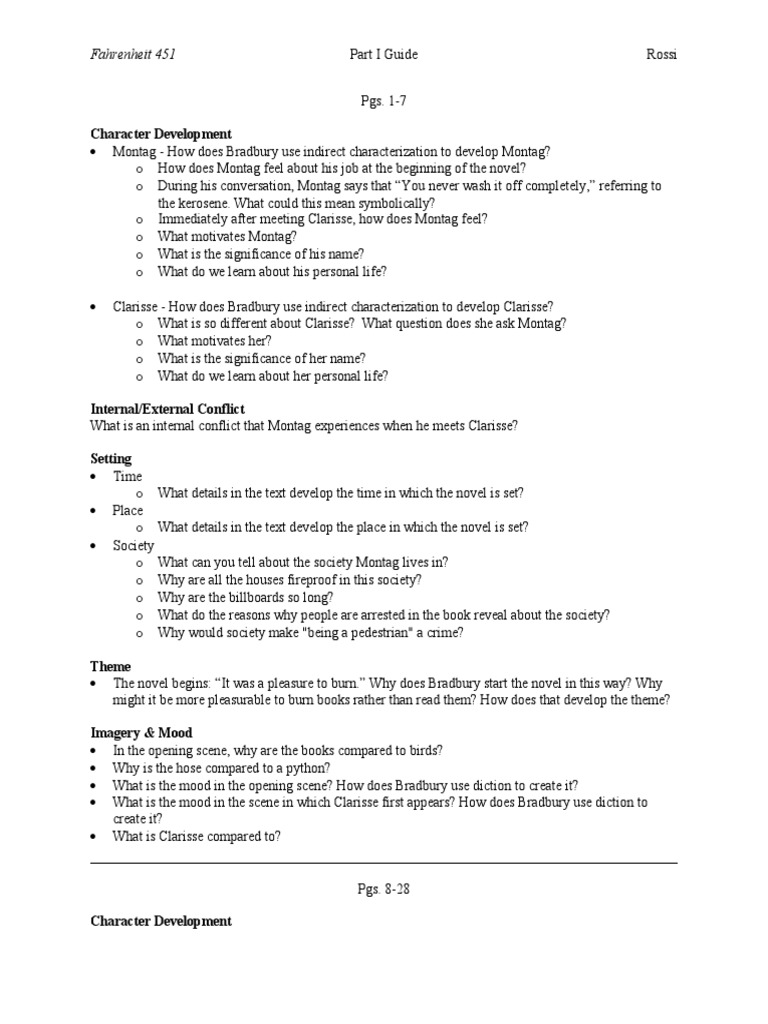 Character Development: Fahrenheit 451 | PDF | Narration