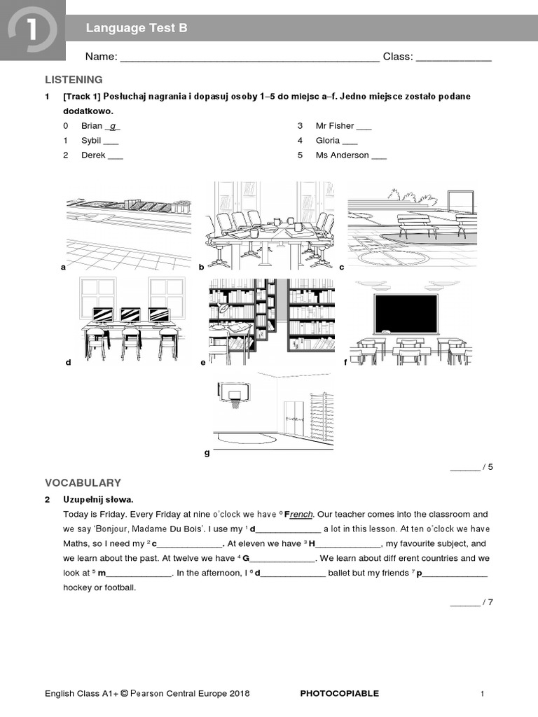 A1+ Language Test B for Class 5 | PDF | Career & Growth