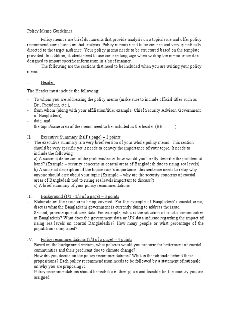 Policy Memo Guidelines | PDF