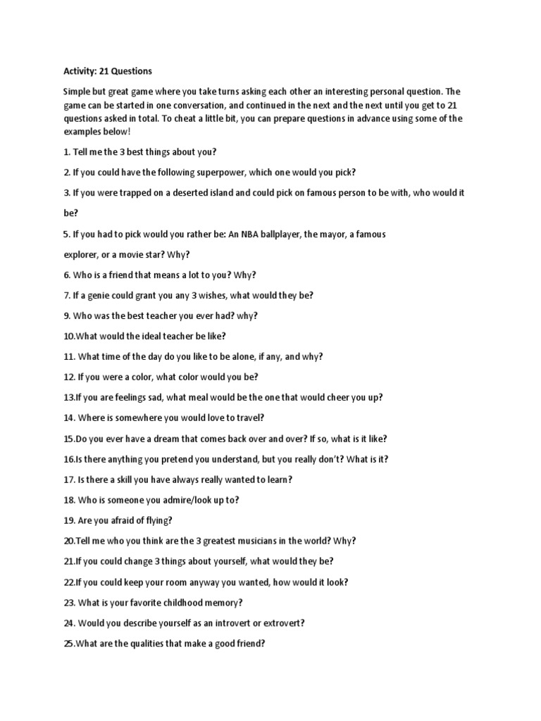 GET TO KNOW QUESTIONS (Test Run) | PDF