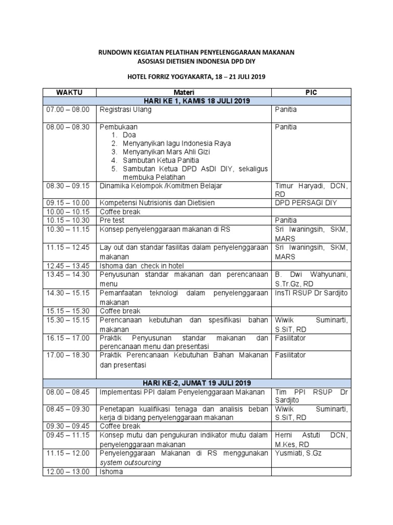 Contoh Rundown Acara | PDF