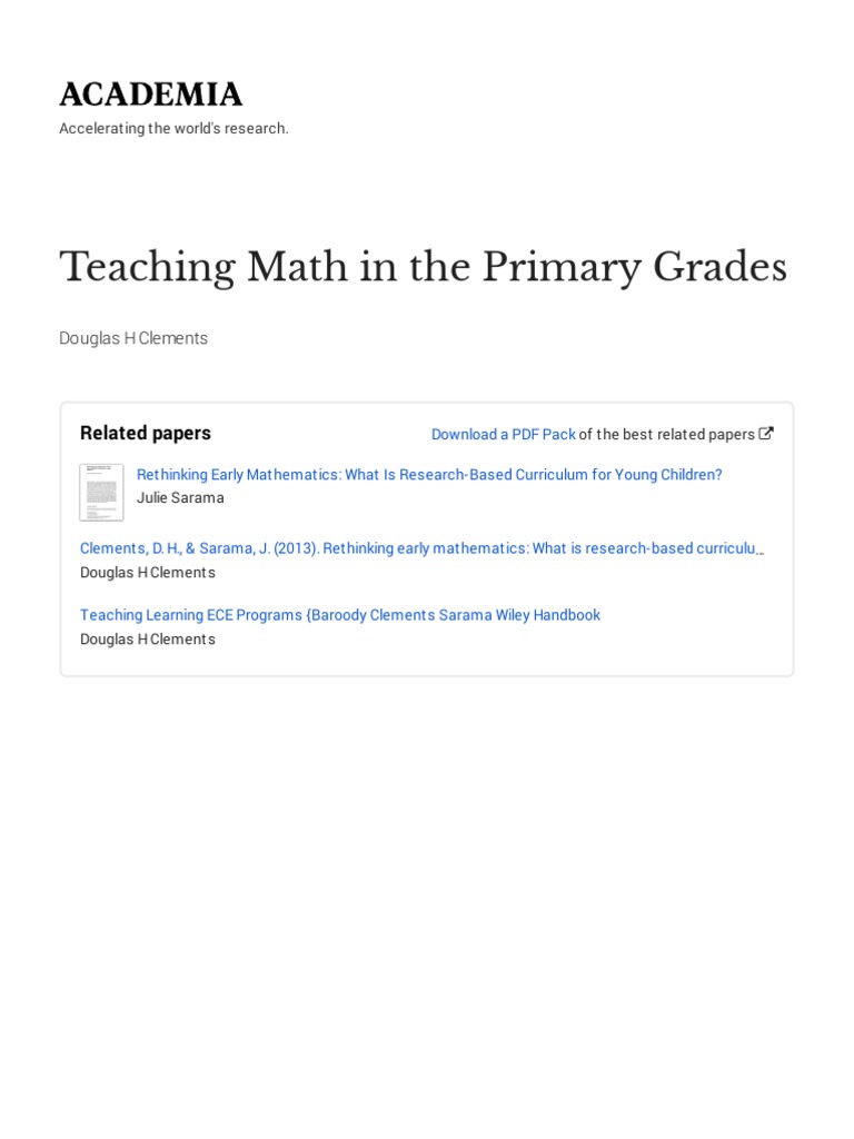Teaching Math in The Primary Grades: Related Papers | PDF | Mathematics ...