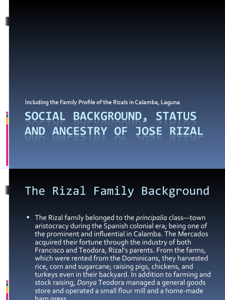 Social Background, Status and Ancestry of Jose Rizal | PDF | Philippines