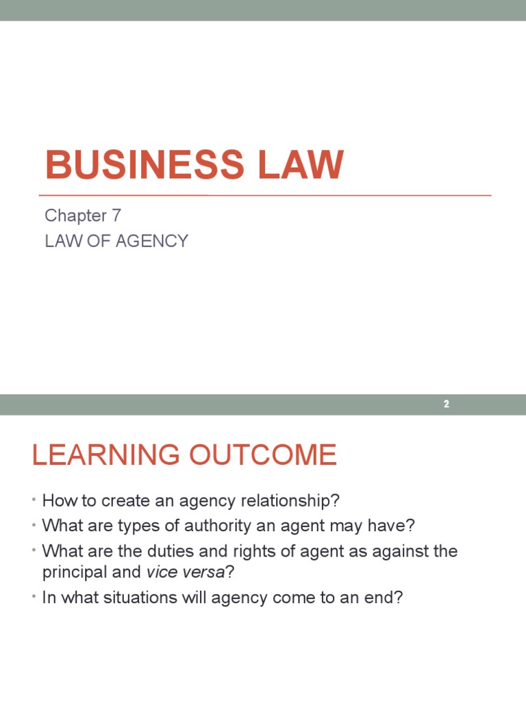 Chapter 7 - Law of Agency | PDF | Law Of Agency | Common Law