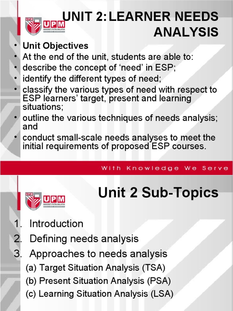 Needs Analysis | PDF | Learning | Information