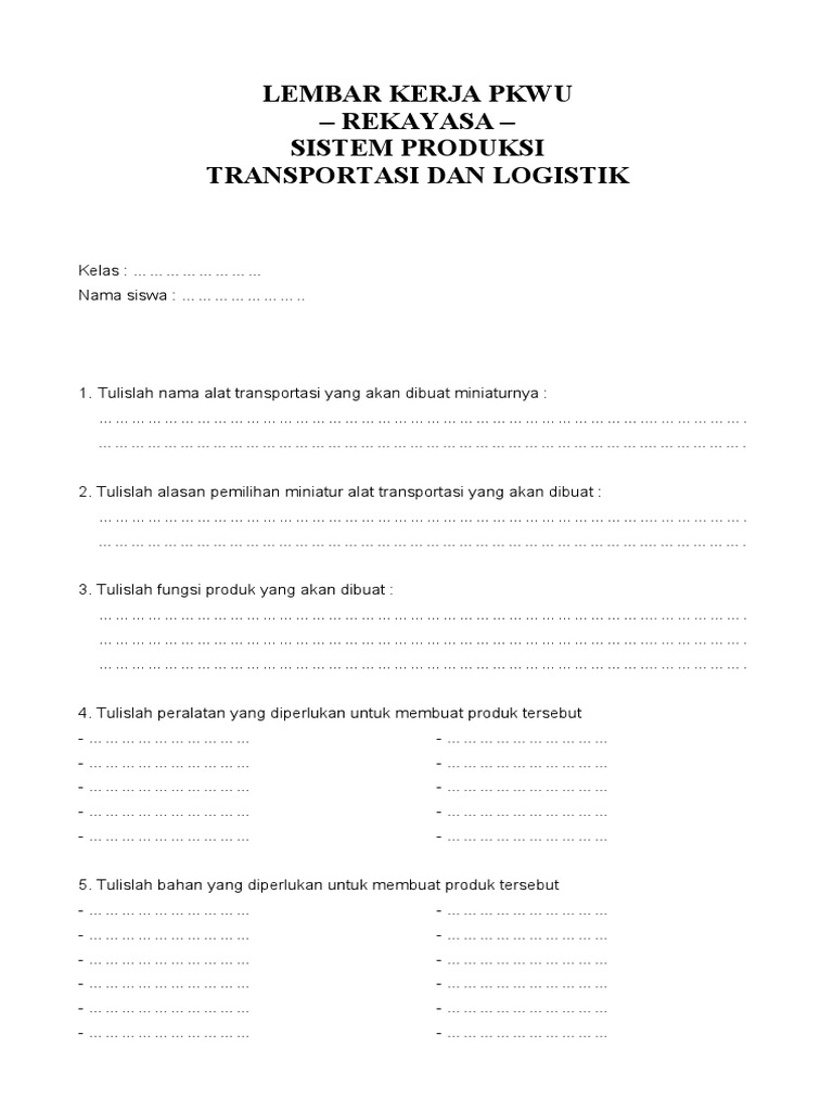 Lembar Kerja PKWU X Praktek SMT 1 2021 | PDF