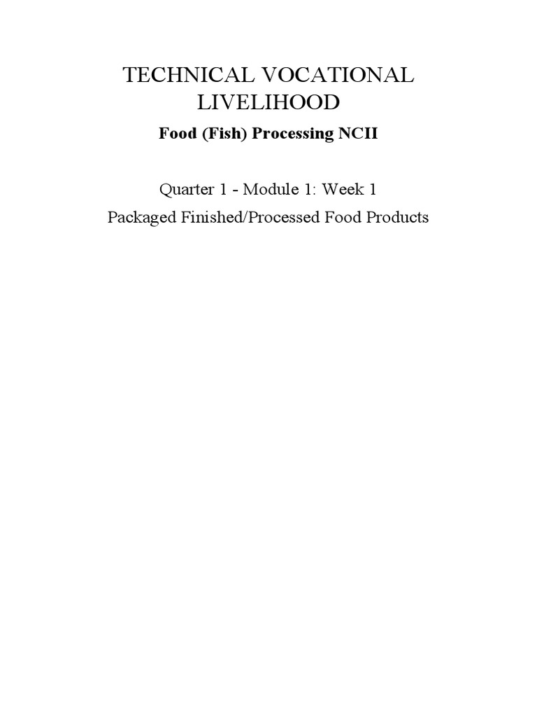TVL - Food Processing Q1-M1 | PDF | Polystyrene | Fruit Preserves