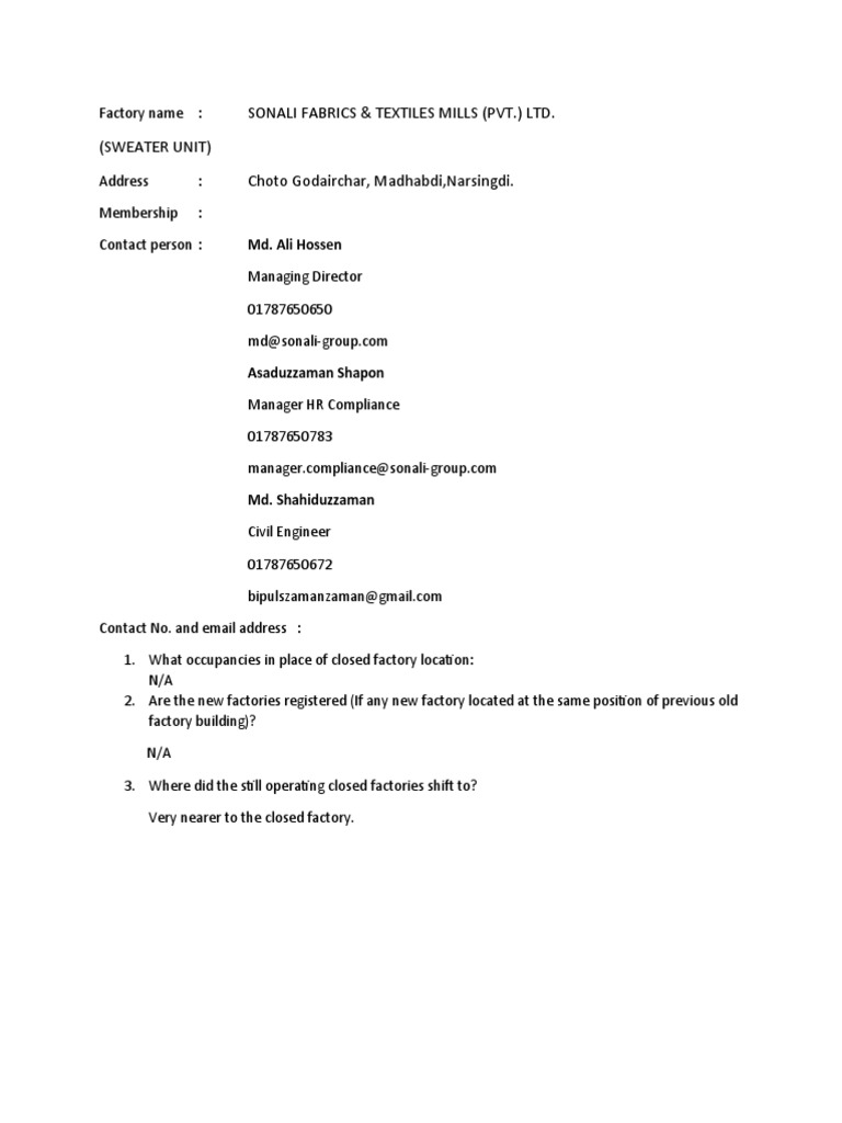NRS008 - SSA - Sonali Fabrics - Textiles Mills (PVT.) LTD Sweater Unit ...