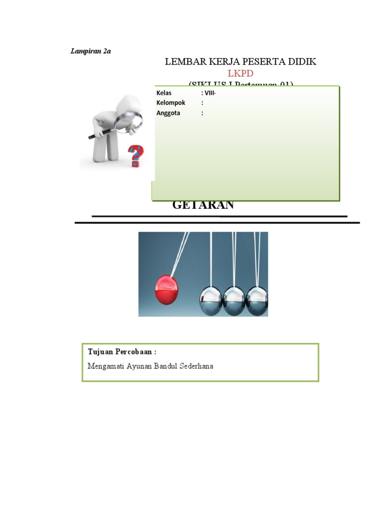 Lampiran 2a LKPD Getaran Siklus 1 | PDF | Metode & Bahan Ajar