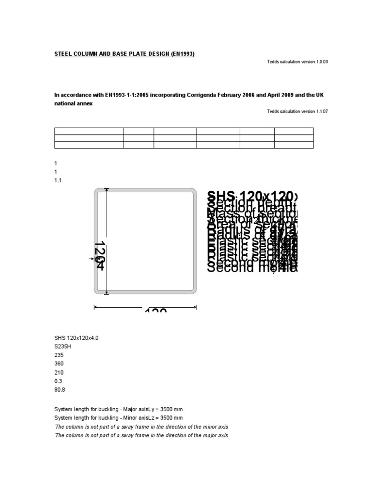 Steel Column and Base Plate Design | PDF | Buckling | Structural ...