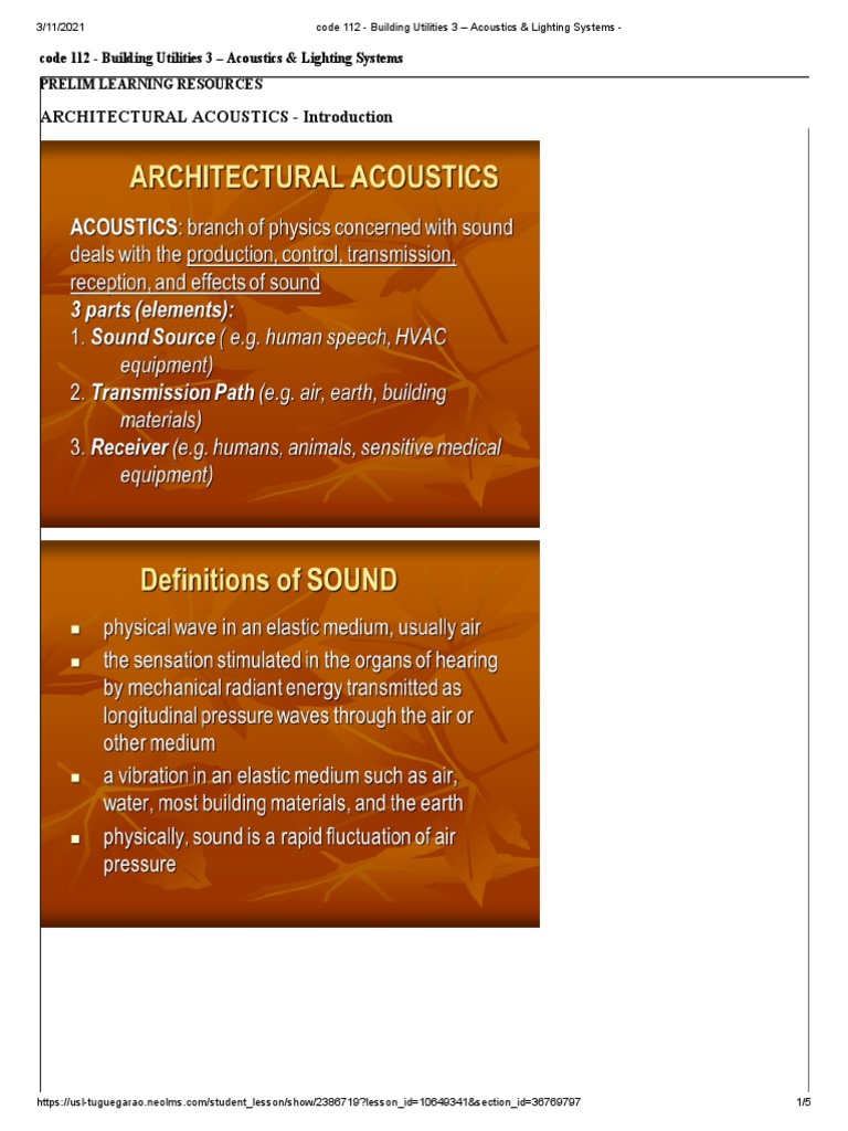 Architectural Acoustics - Introduction | PDF