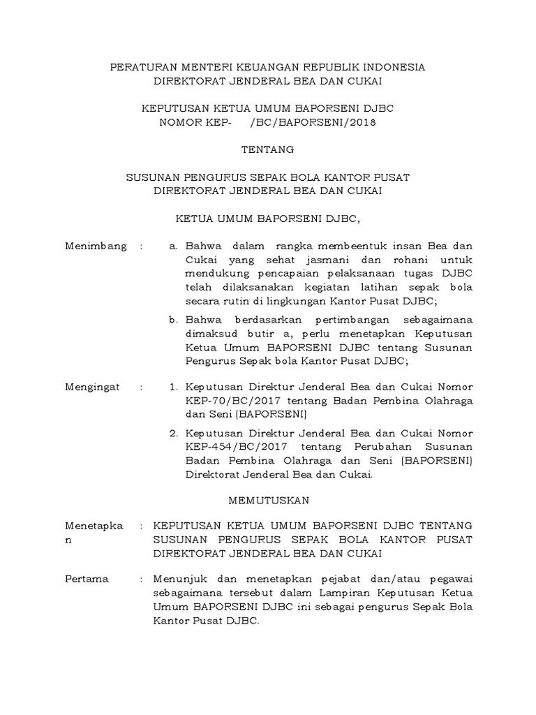 Contoh Skep Baporseni Sepak Bola | PDF