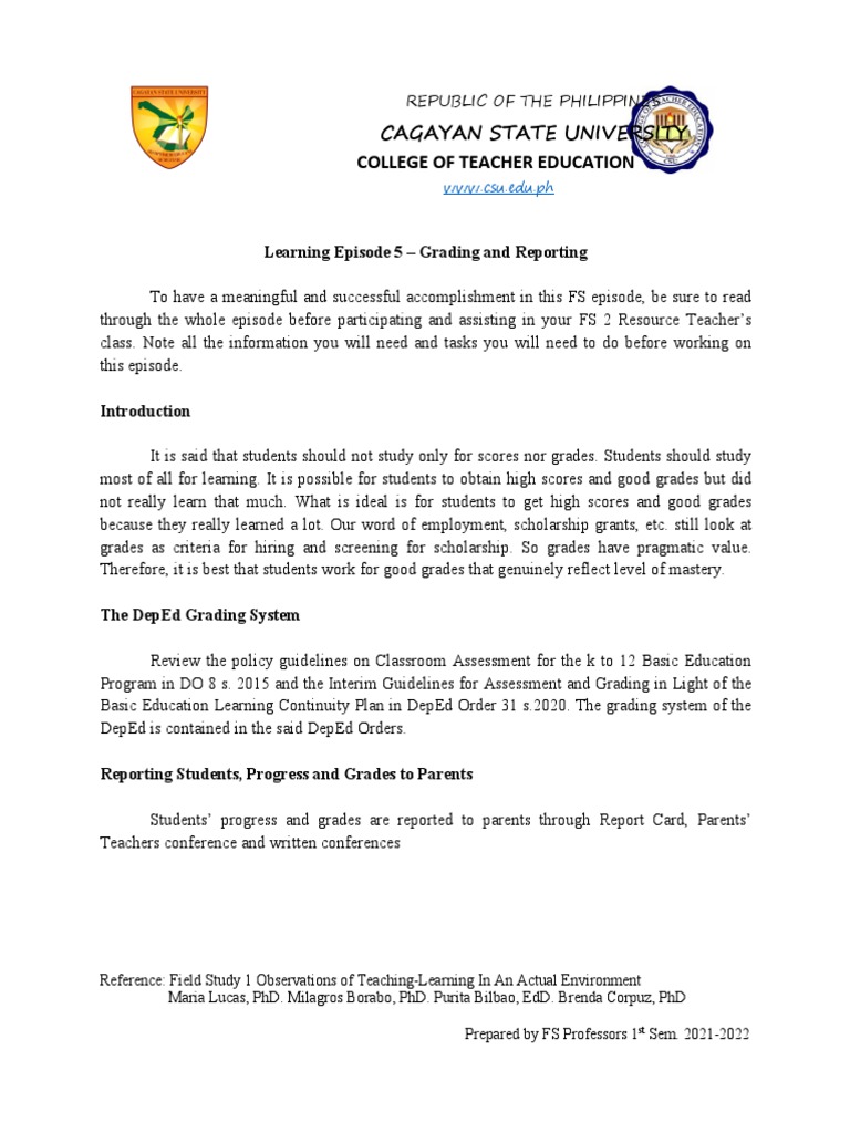 FS2 Le5 Johnlloyd Delarosa | PDF | Teachers | Rubric (Academic)