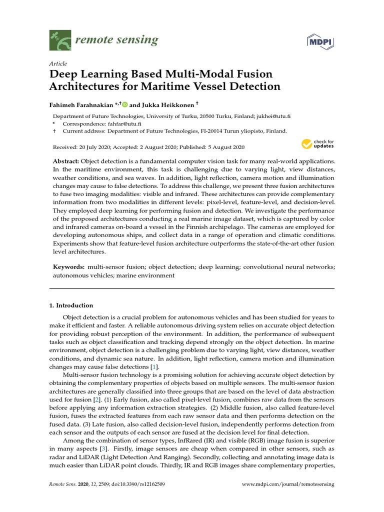 Deep Learning Based Multi Modal Fusion Architecture For Maritime Vessel Detection | PDF | Lidar ...