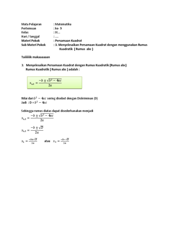 Pert 9 (Rumus Ab) (Ok) | PDF