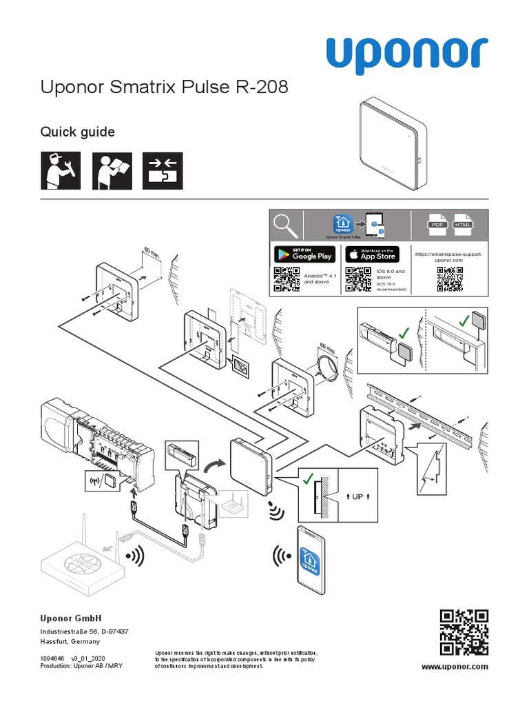 Uponor Smatrix Pulse R-208: Quick Guide | PDF
