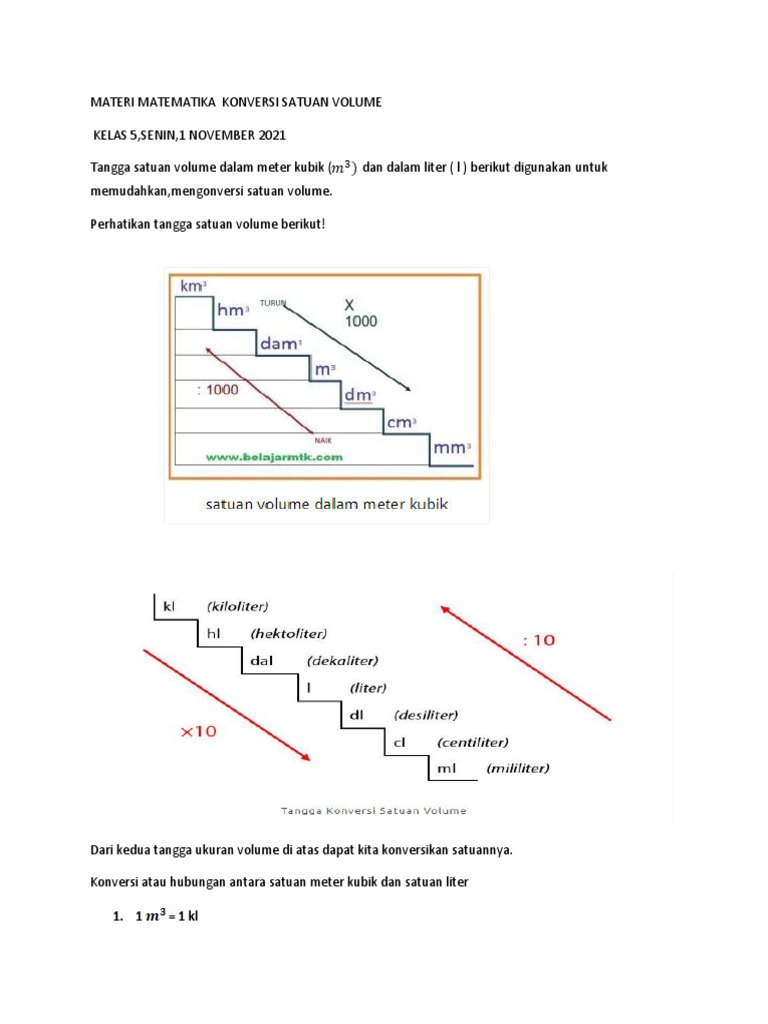 Materi Matematika Konversi Satuan Volume | PDF
