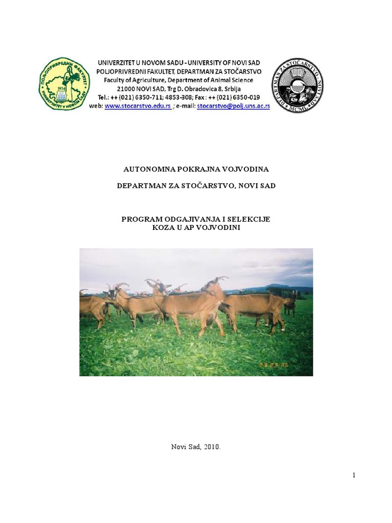 Koze - Odgajivacki Program - Kozarstvo | PDF