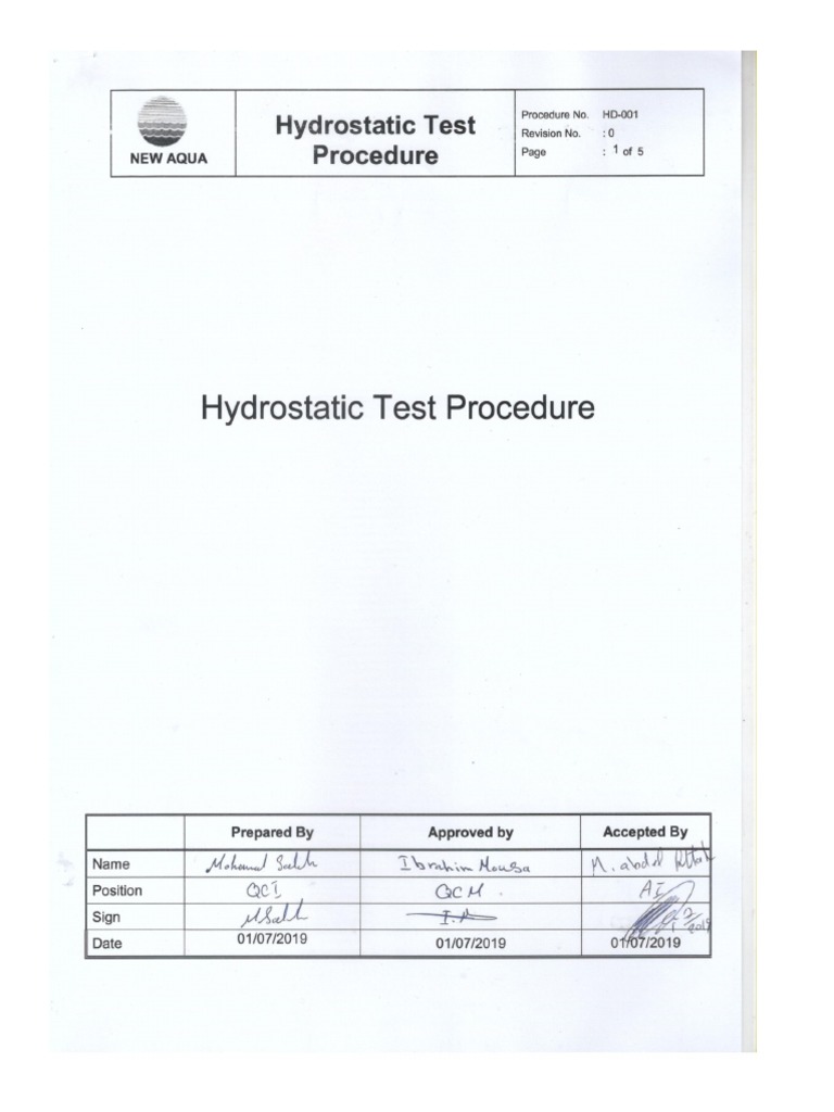 Hydros Test Procedure | PDF