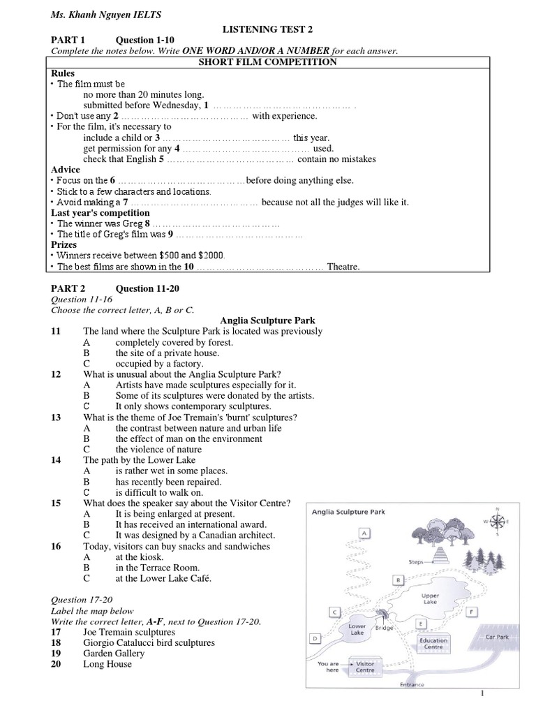 Complete The Notes Below. Write ONE WORD AND/OR A NUMBER For Each ...