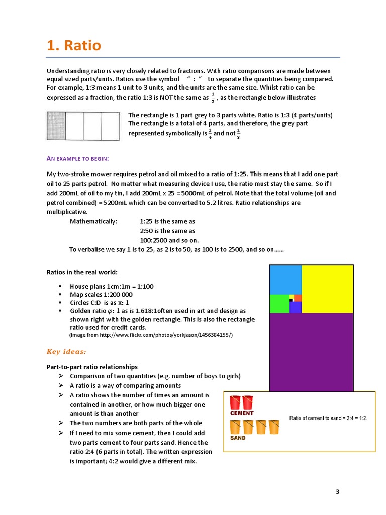 Ratio: Key Ideas | PDF | Ratio | Percentage