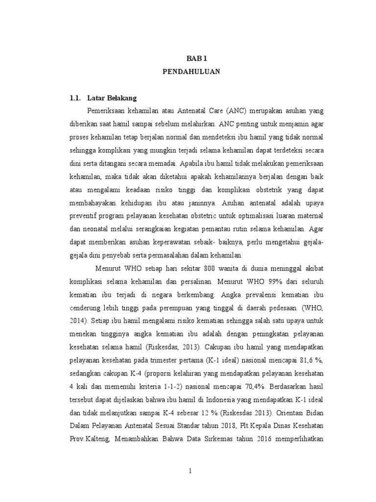 Isi Bab 1 2 3 - Proposal Pemeriksaan Kehamilann | PDF