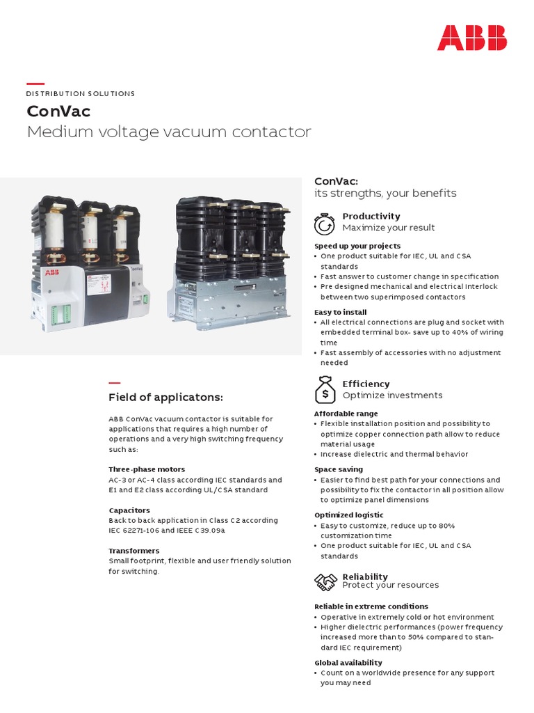 Convac: Medium Voltage Vacuum Contactor | PDF | Electrical Connector ...