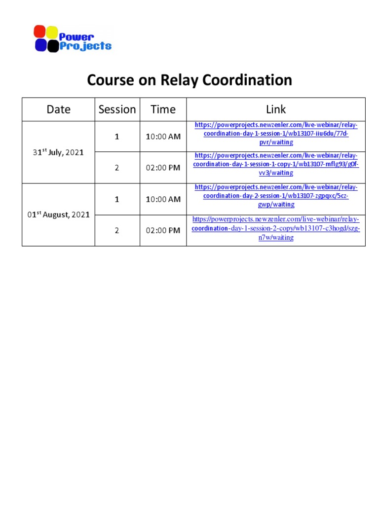 Course On Relay Coordination | PDF | Finance & Money Management ...