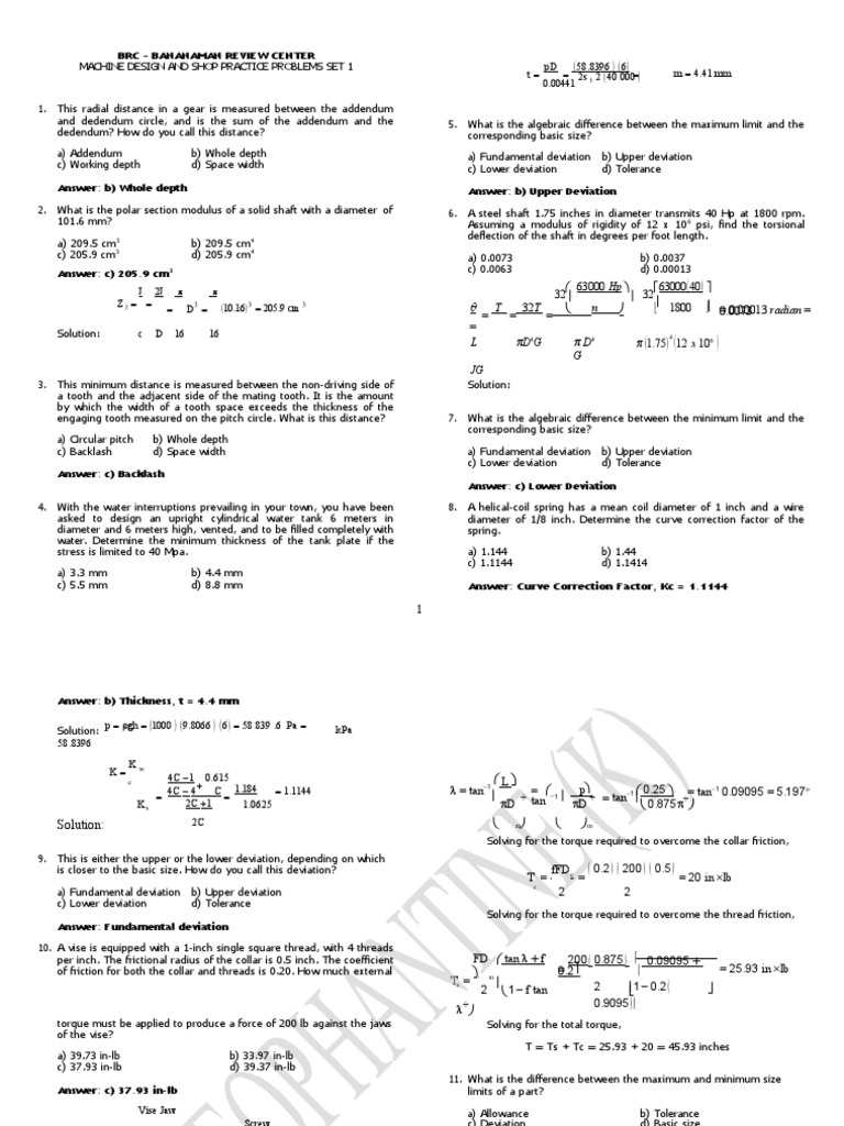 Machine Design Problems | PDF | Gear | Young's Modulus