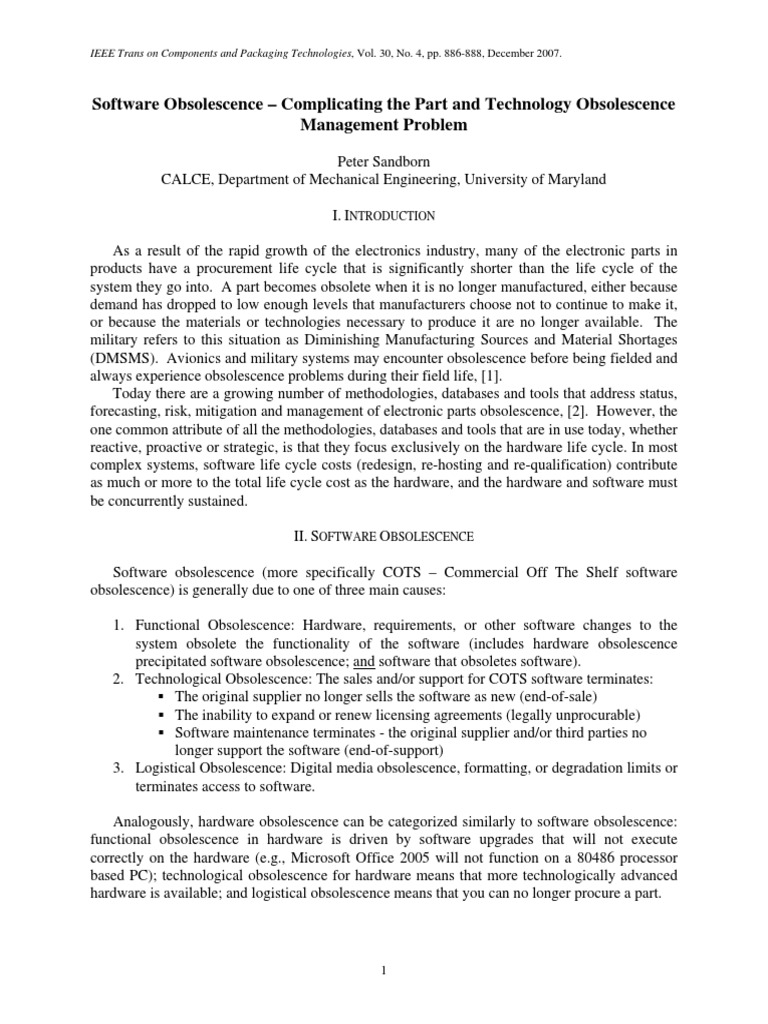 Software Obsolescence Challenges | PDF | Software | Product Lifecycle
