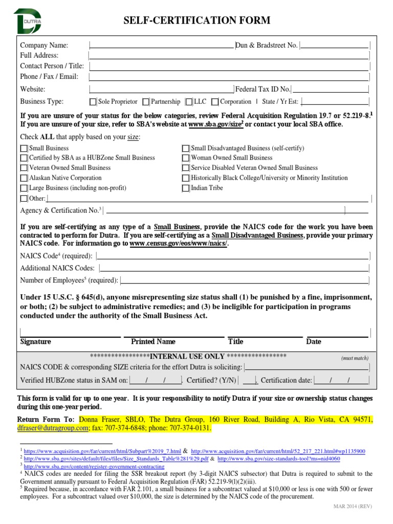 Small Business Self-Certification Guide | PDF | Small Business ...