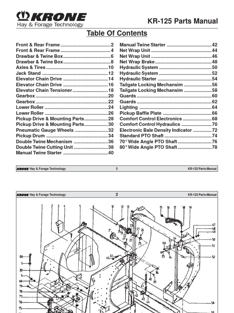 Krone KR-125 Parts Manual Stazoo | PDF | Screw | Axle