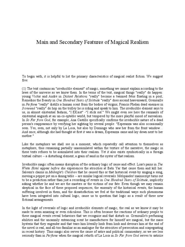 Main and Secondary Features of Magical Realism | PDF | Narrative ...