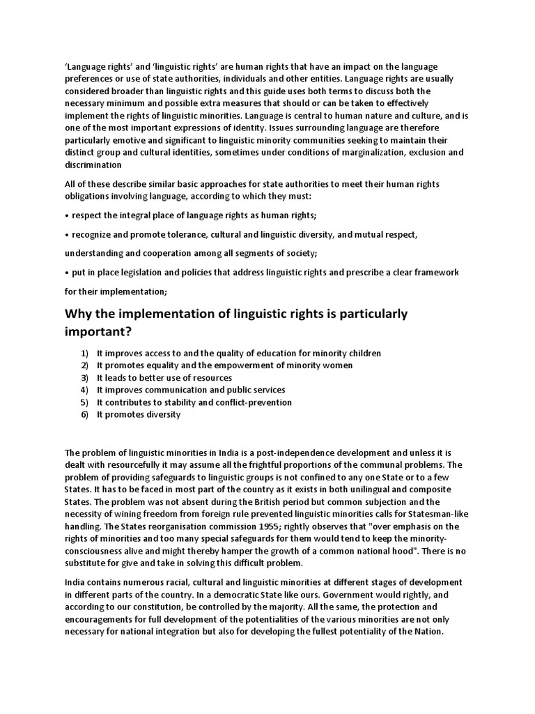 Why The Implementation of Linguistic Rights Is Particularly Important ...