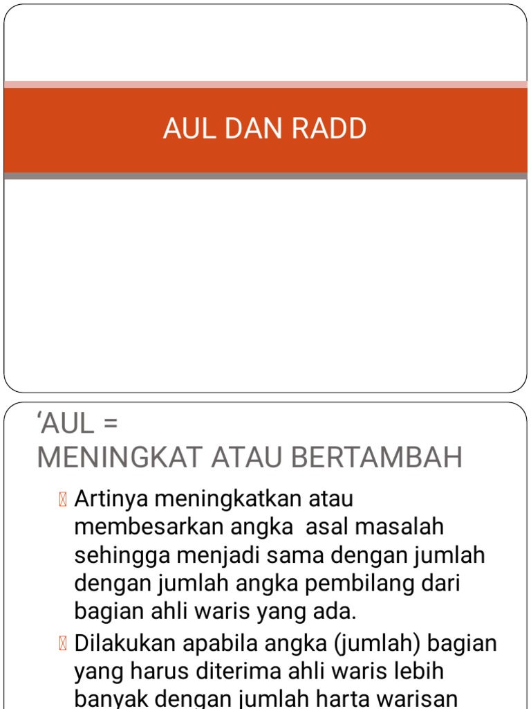 Pemahaman Aul dan Radd dalam Warisan | PDF | Memasak, Makanan, & Anggur