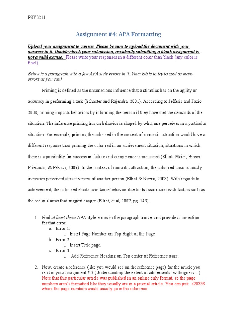 APA Formatting Error | PDF | Priming (Psychology) | Citation