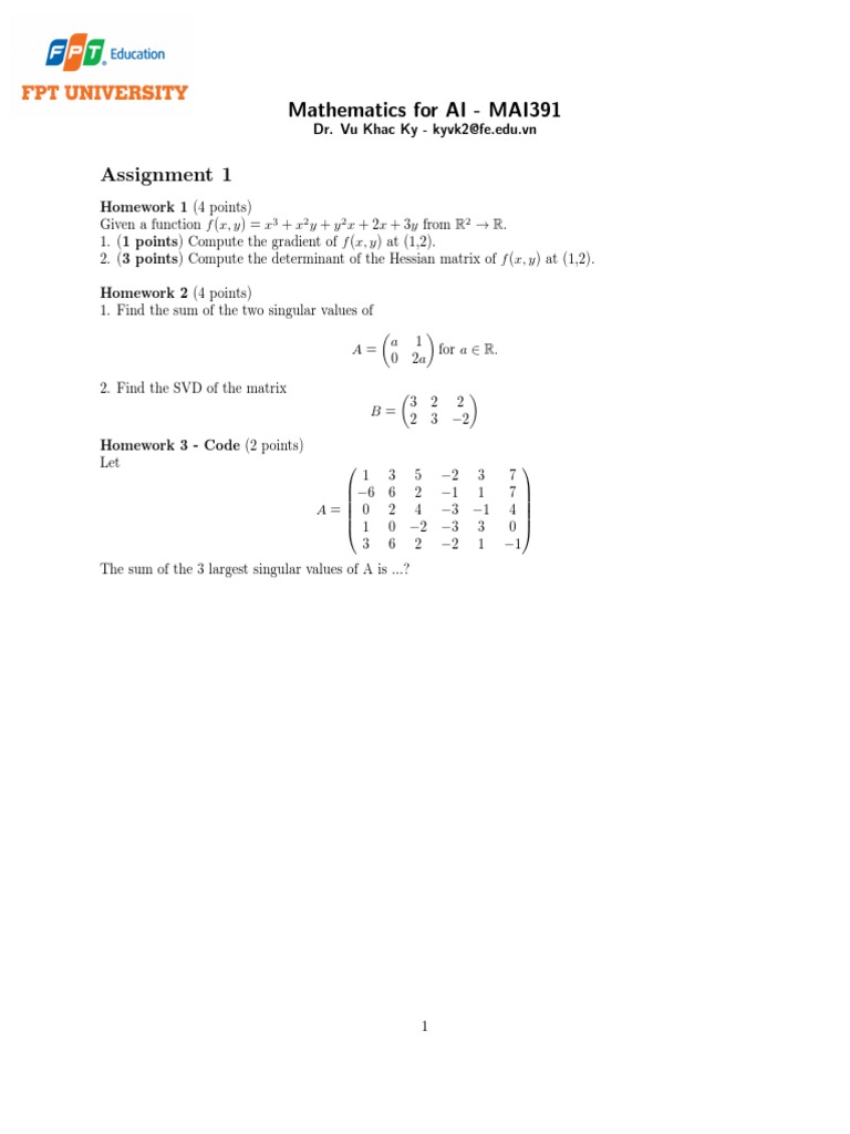 Mathematics For AI - MAI391 | PDF